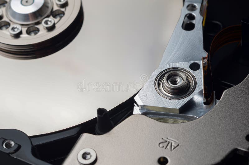 Hard Drive Inside Close-up of Board and Components Stock Photo - Image ...