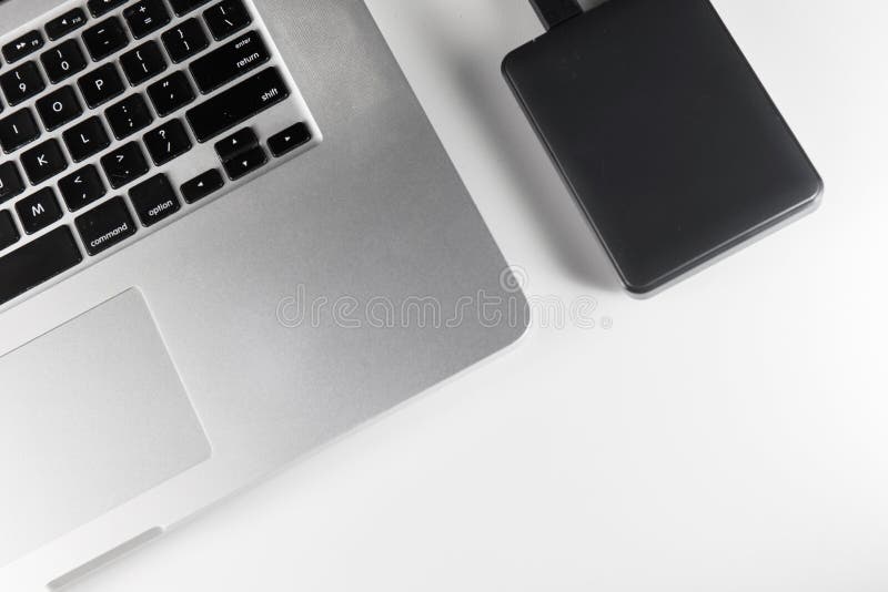 Hard drive and laptop stock image. Image of space, data - 183779081