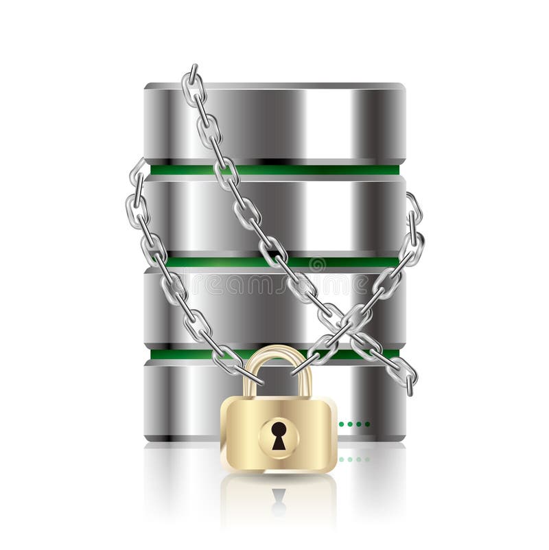 Hard Drive Locked by a Chain. Stock Vector - Illustration of database ...