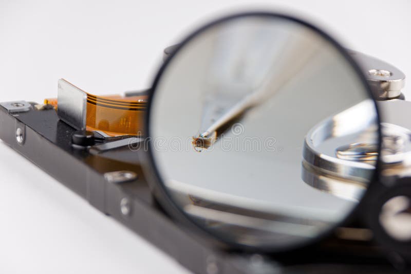 Hard Drive and Magnifying Glass, Representing the Process of Searching ...