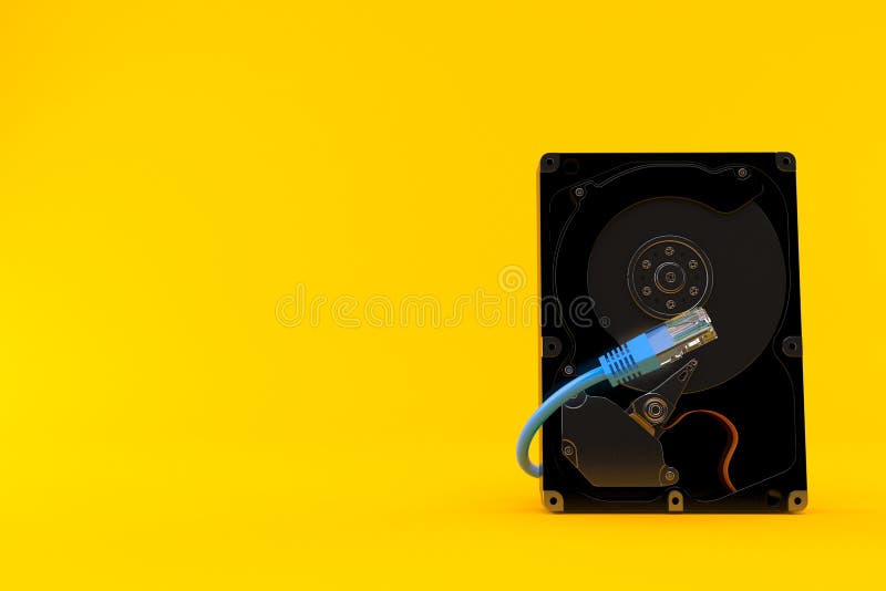 Hard Drive with Network Cable Stock Illustration - Illustration of copy ...