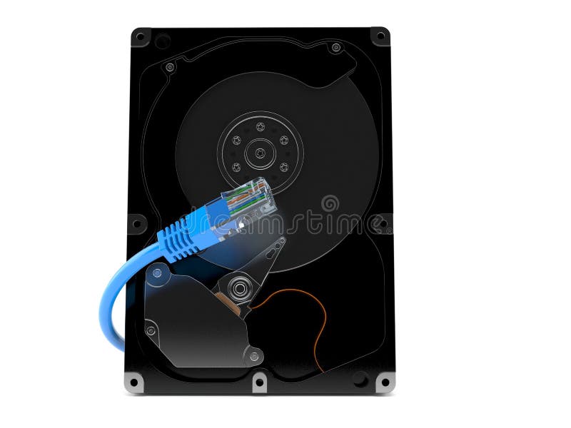 Hard Drive with Network Cable Stock Illustration - Illustration of ...