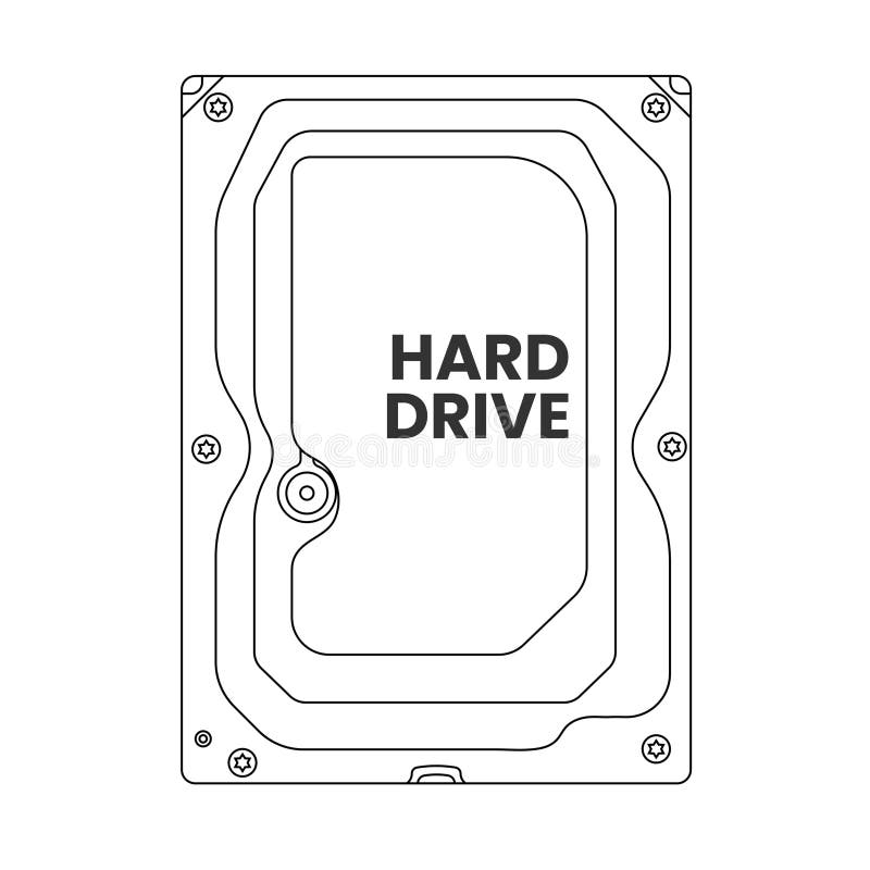 Hard Drive Outline Icon Illustration on Isolated White Background Stock ...