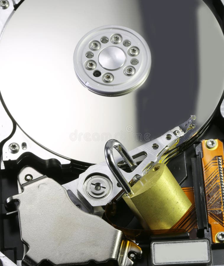 Hard drive with padlock stock photo. Image of safety - 112400762