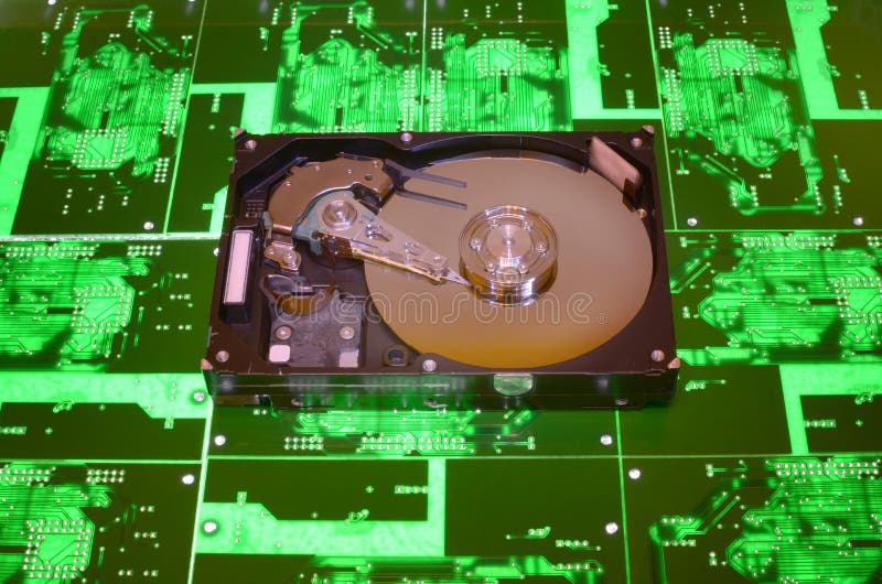 Hard Drive on the PCB Background Stock Illustration - Illustration of ...