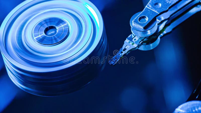 Hard Drive Reading Data with Magnetic Head Stock Video - Video of macro ...