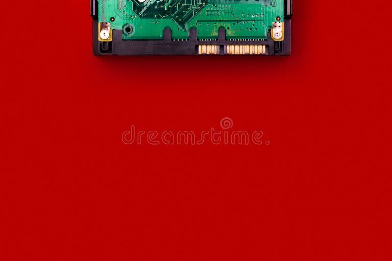 Computer Hard Drive, Front View, on a Red Background. Stock Image ...