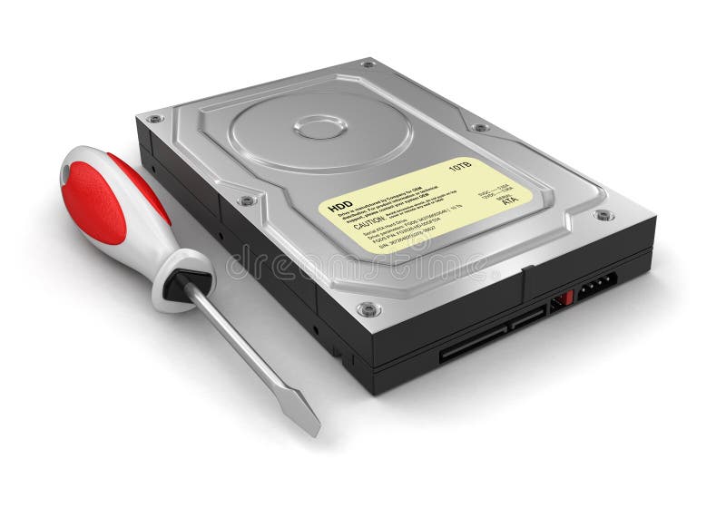 Hard Drive and Screwdriver stock illustration. Illustration of ...