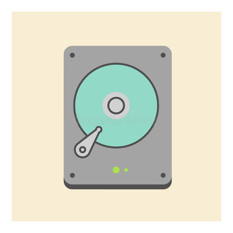 Hard Drive Storage Device Flat Design with Green Disk and Grey Case ...
