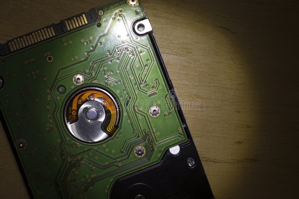 Hard drive on a table stock image. Image of loop, board - 218614853