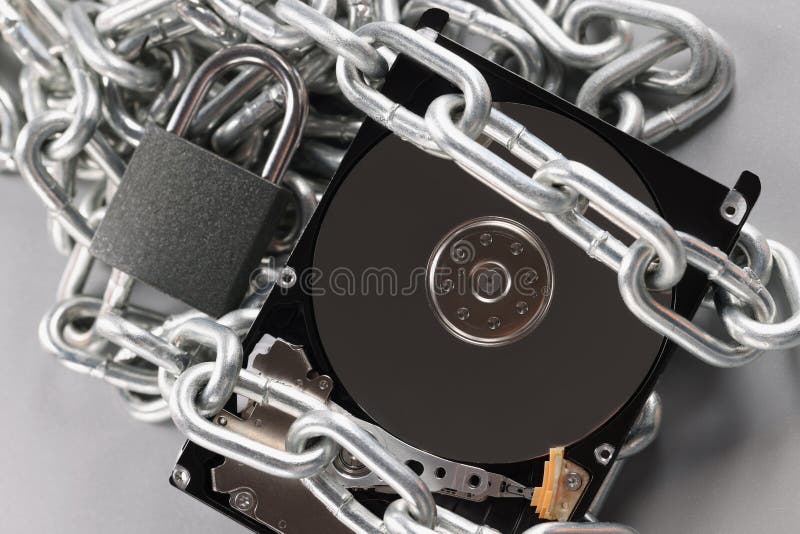 The Hard Drive is Wrapped with a Chain with a Padlock Stock Photo ...