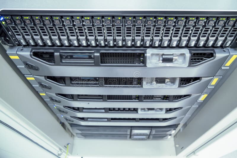 Servers Stack with Hard Drives in a Datacenter Stock Photo - Image of ...