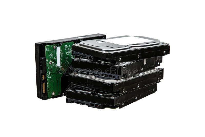 Hard Drives Stacked on Top of Each Other. SATA 3.5 HDD for Information ...