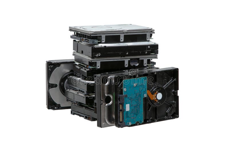 Hard Drives Stacked on Top of Each Other. SATA 3.5 HDD for Information ...