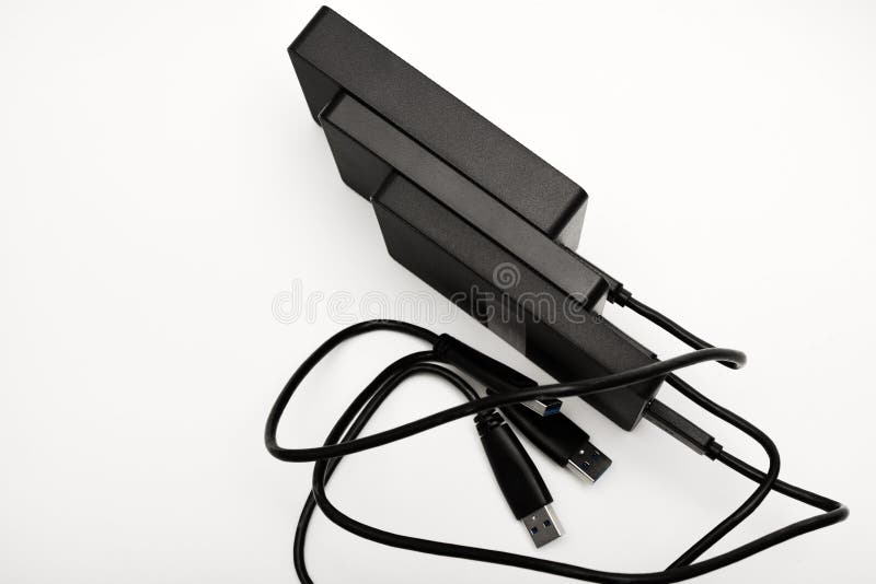 Hard Drives on a White Background. Modern Data Storage Devices with USB ...