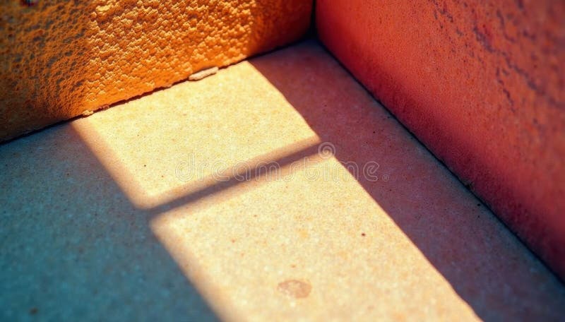 Hard Edged, Defined Shadow from Direct Sunlight on a Textured Surface ...