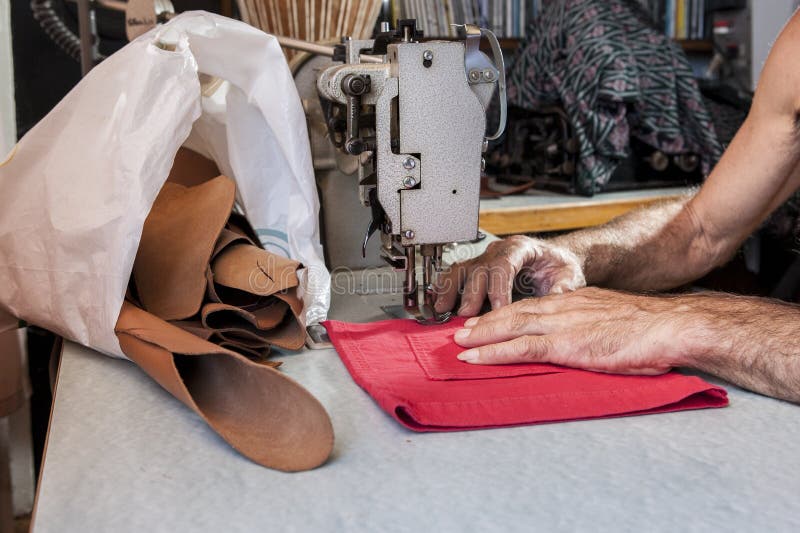 Hard fabrics sewing stock photo. Image of metal, hand - 59328130