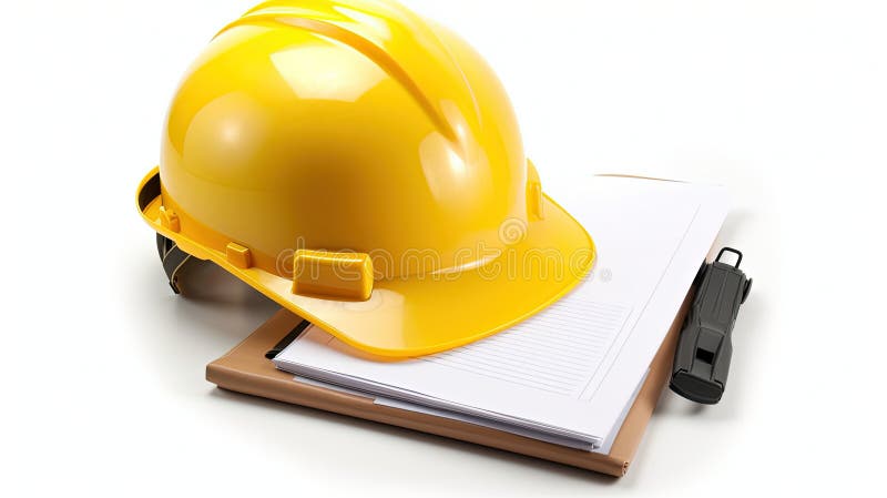 Hard Hat with Clipboard Isolated on White Background. Constructi Stock ...