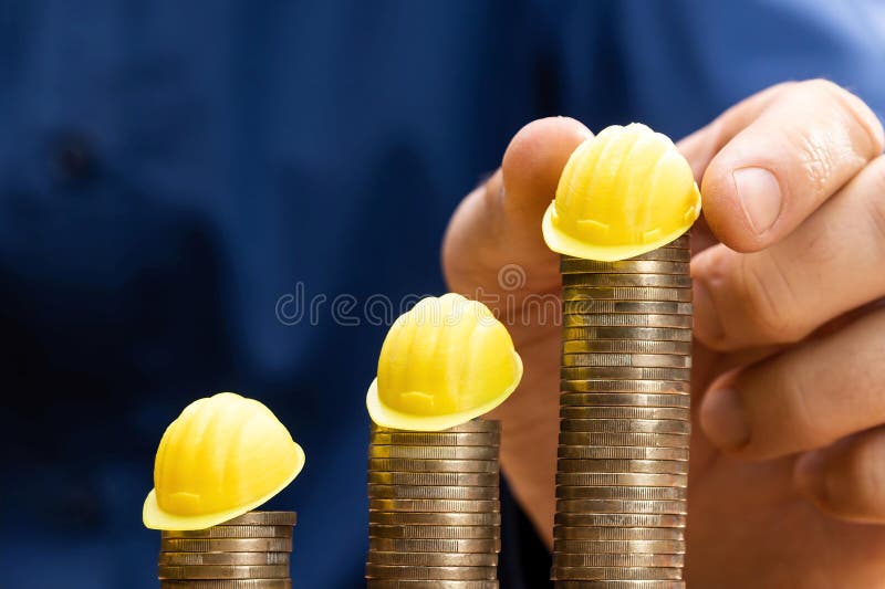 Hard Hat Construction Worker Saving Money Budgeting Stock Image - Image ...