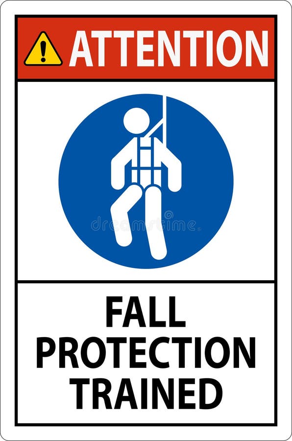 Hard Hat Decals, Attention Fall Protection Trained Stock Vector ...