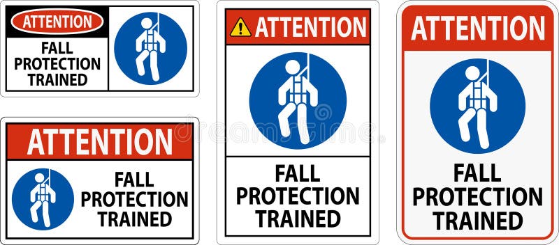 Hard Hat Decals, Attention Fall Protection Trained Stock Vector ...