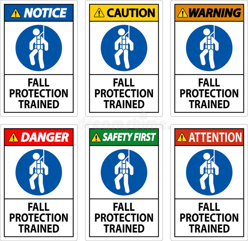 Hard Hat Decals, Caution Fall Protection Trained Stock Vector ...