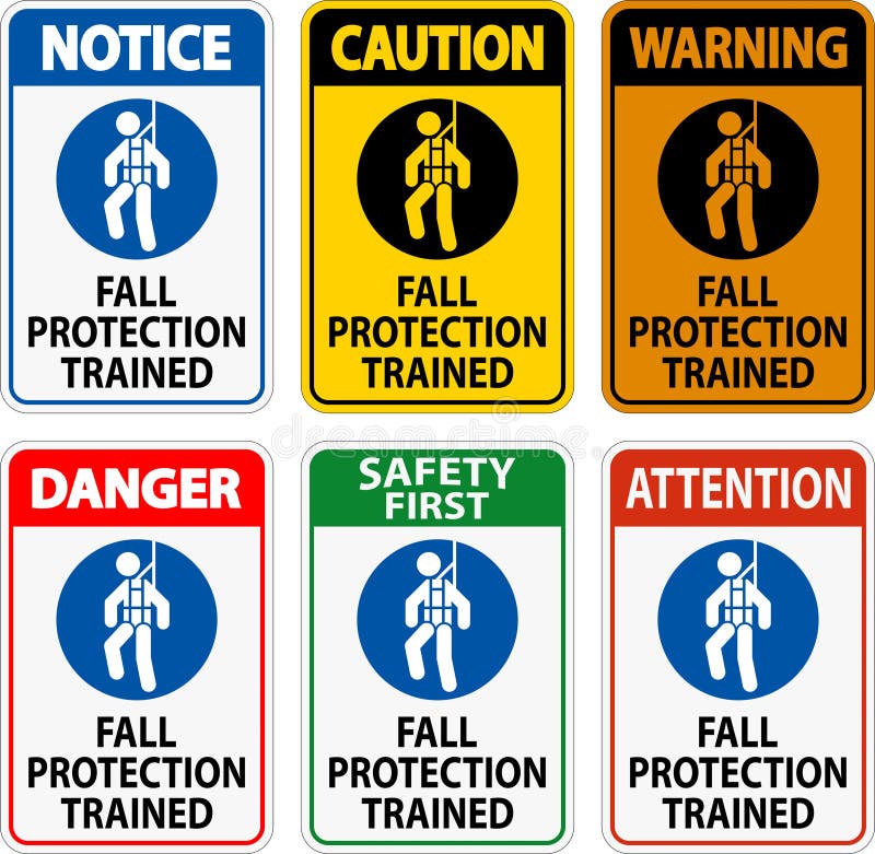 Hard Hat Decals, Caution Fall Protection Trained Stock Vector ...
