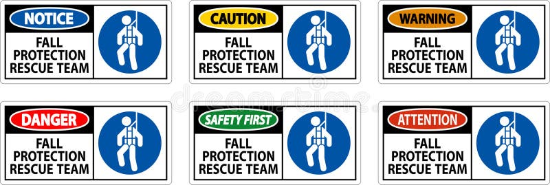 Hard Hat Decals, Danger Fall Protection Rescue Team Stock Vector ...