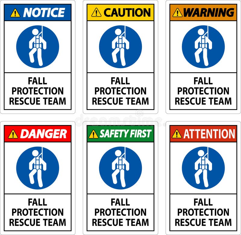 Hard Hat Decals, Danger Fall Protection Rescue Team Stock Vector ...