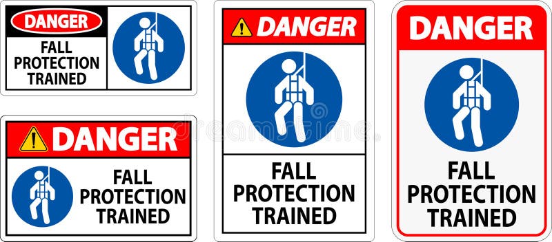Hard Hat Decals, Danger Fall Protection Trained Stock Vector ...