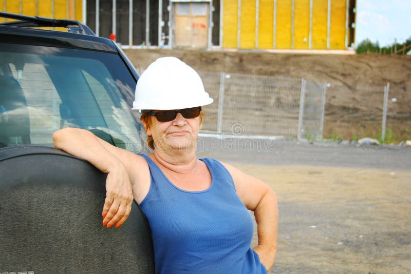 Hard hat female boss stock image. Image of adult, lean - 5925817