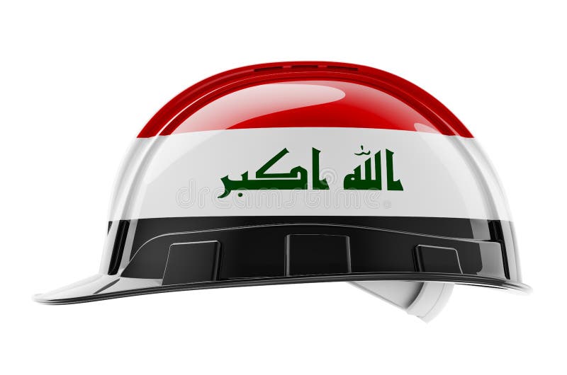 Hard Hat with Iraqi Flag, 3D Rendering Stock Illustration ...