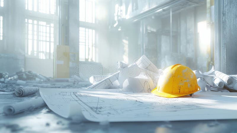 A Hard Hat Positioned on a Stack of Newspapers. Suitable for Construction or News-related ...