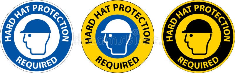 Hard Hat Protection Required Area Sign on White Background Stock Vector ...
