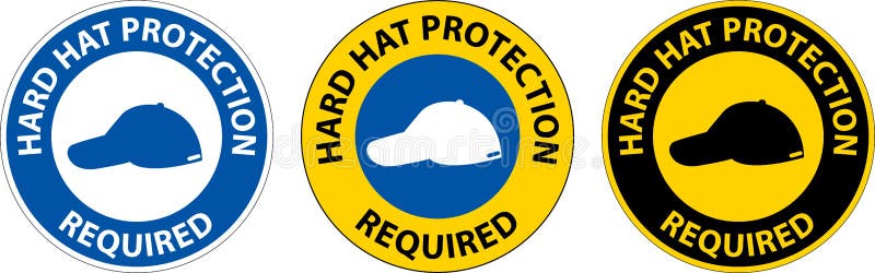 Hard Hat Protection Required Area Sign on White Background Stock Vector ...