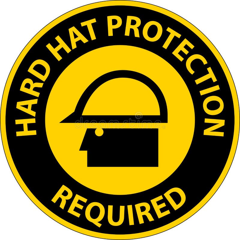 Hard Hat Protection Required Area Sign on White Background Stock Vector ...