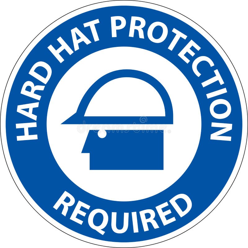 Hard Hat Protection Required Area Sign on White Background Stock Vector ...