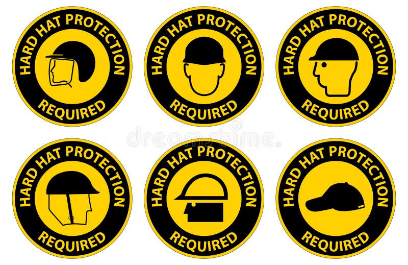 Hard Hat Protection Required Area Sign on White Background Stock Vector ...