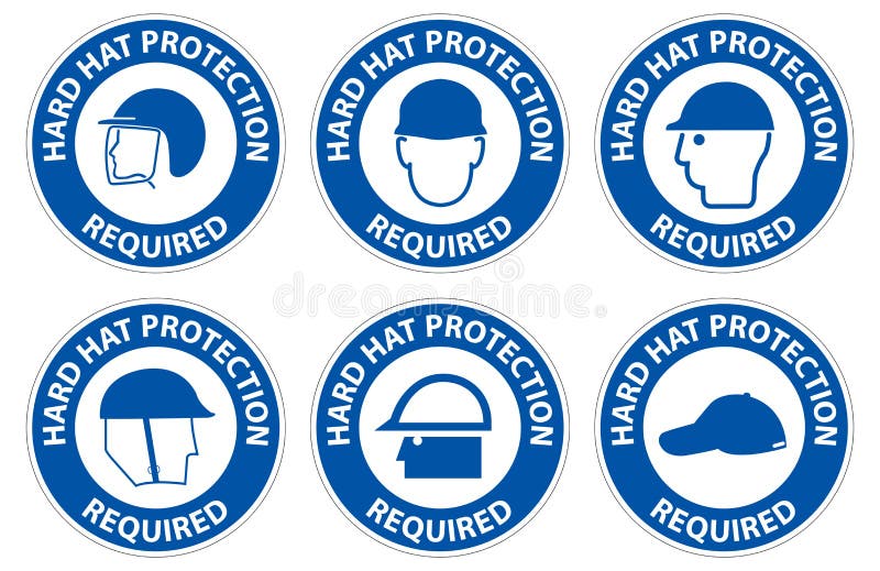 Hard Hat Protection Required Area Sign on White Background Stock Vector ...
