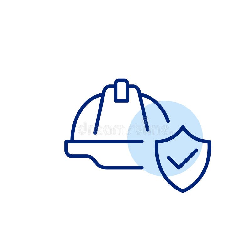 Hard Hat and Protection Shield with Checkmark. Workplace Security ...