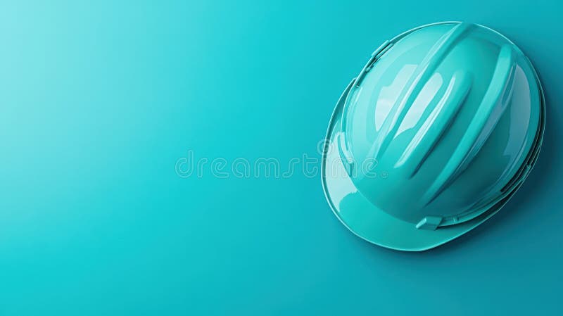 A Hard Hat Rests on a Blue Surface, Casting a Distinct Shadow that ...
