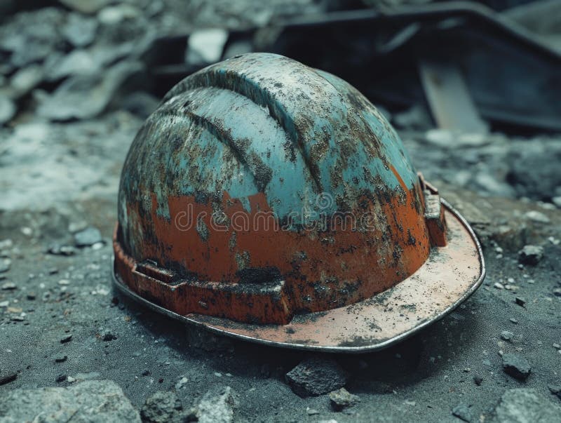 Hard Hat on Rubble Pile stock image. Image of excavation - 373243341