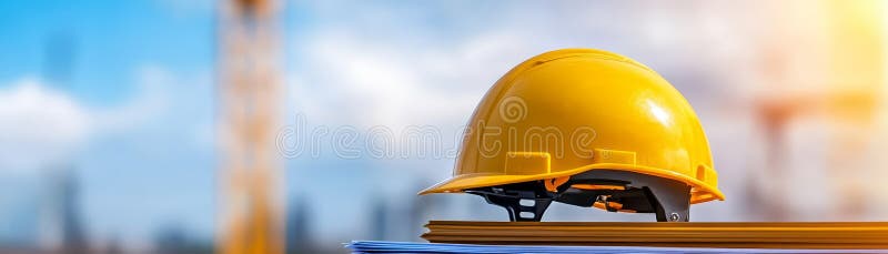 Hard Hat on Stack of Papers Construction Project Management and Safety ...