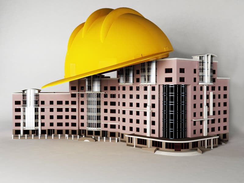 Hard Hat on Top of the Building Stock Illustration - Illustration of ...