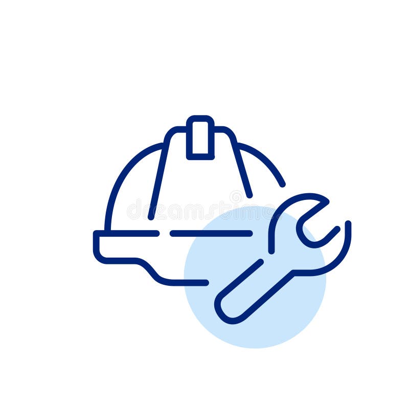 Hard Hat and Wrench. Worksite Maintenance Symbol. Applications and Settings. Pixel Perfect ...