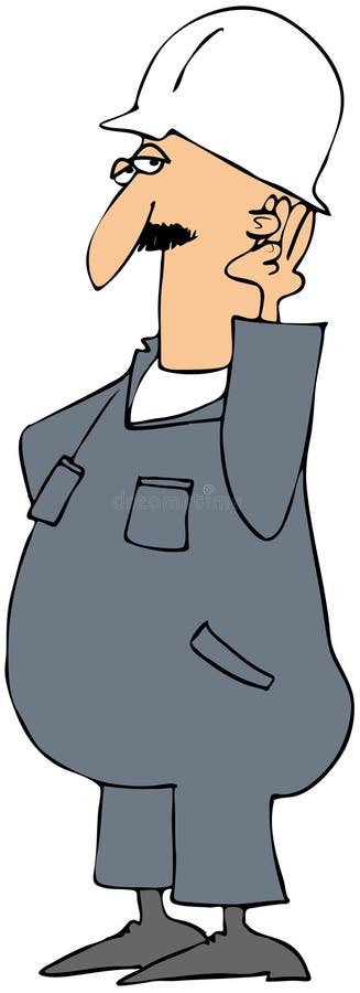 Hard of Hearing Construction Worker Stock Illustration - Illustration ...