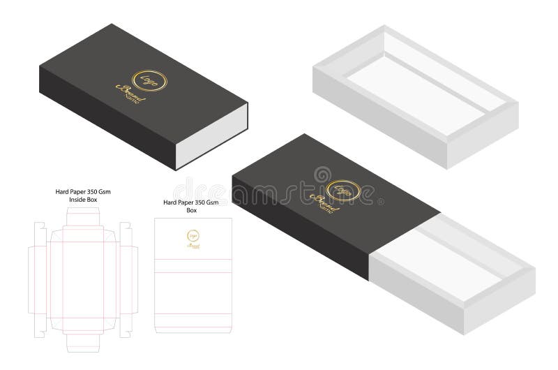 Slide Box Die Cut Mock Up Template Vector Stock Vector - Illustration ...
