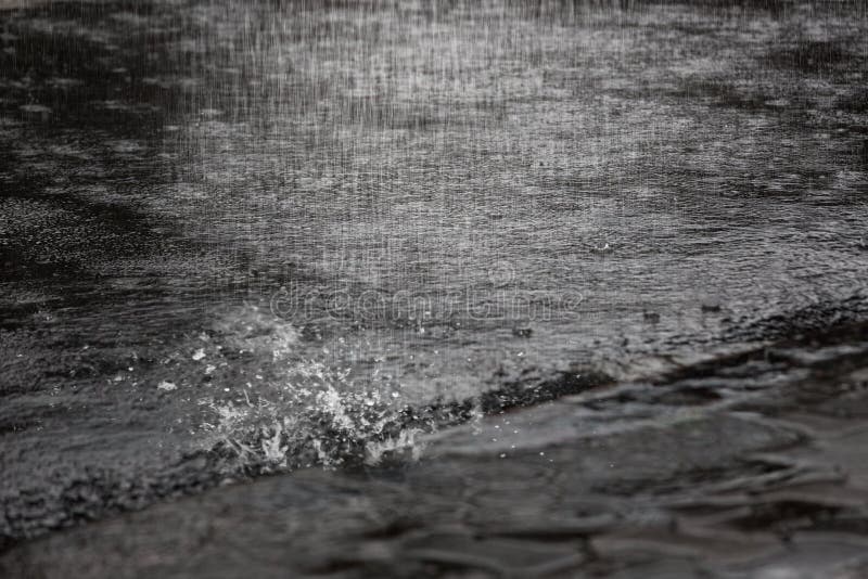 Hard Rain Fall and Flood at Night Stock Photo - Image of emergency ...