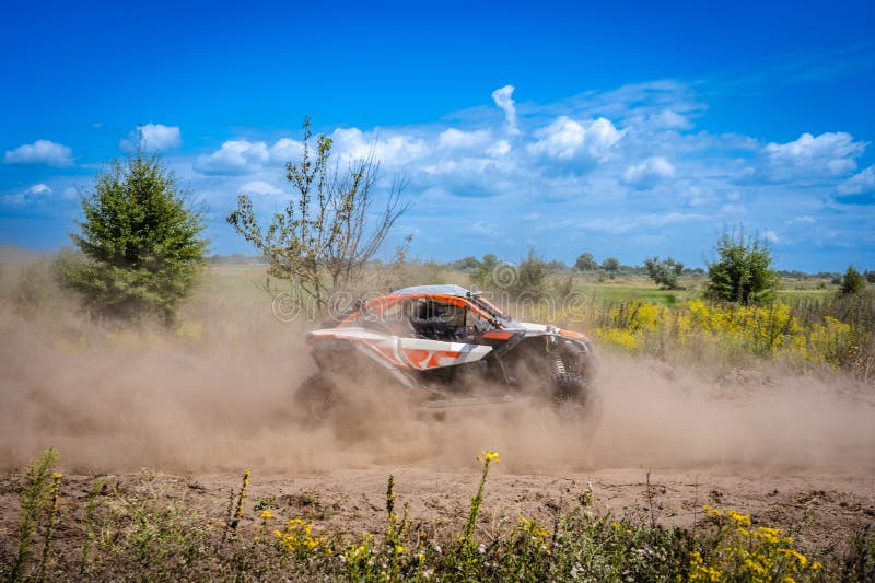 Hard Ride UTV on Sandy Road. 4x4, Extreme, Adrenalin Stock Image ...