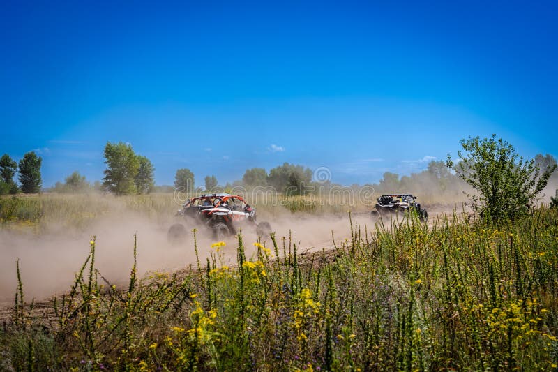 Hard Ride UTV on Sandy Road. 4x4, Extreme, Adrenalin Stock Photo ...